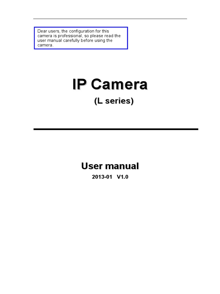 L Series IP Camera User Manual | Download Free PDF | Computer Network | Ip Address