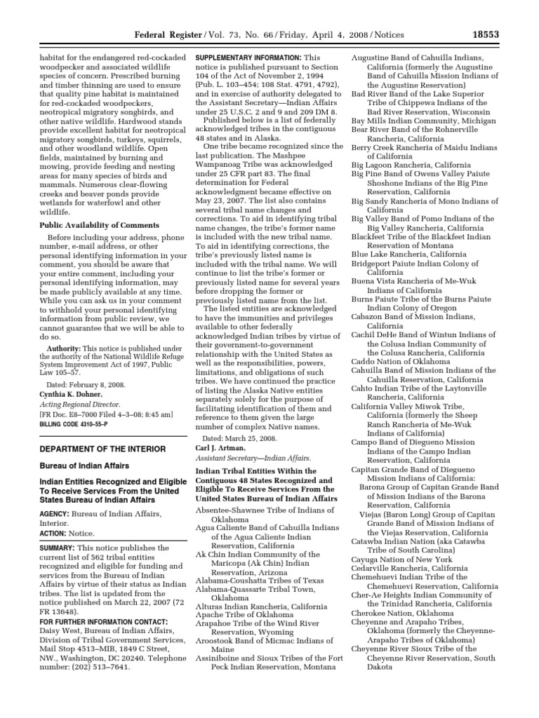 Notice: Indian Entities Recognized and Eligible To Receive Services ...