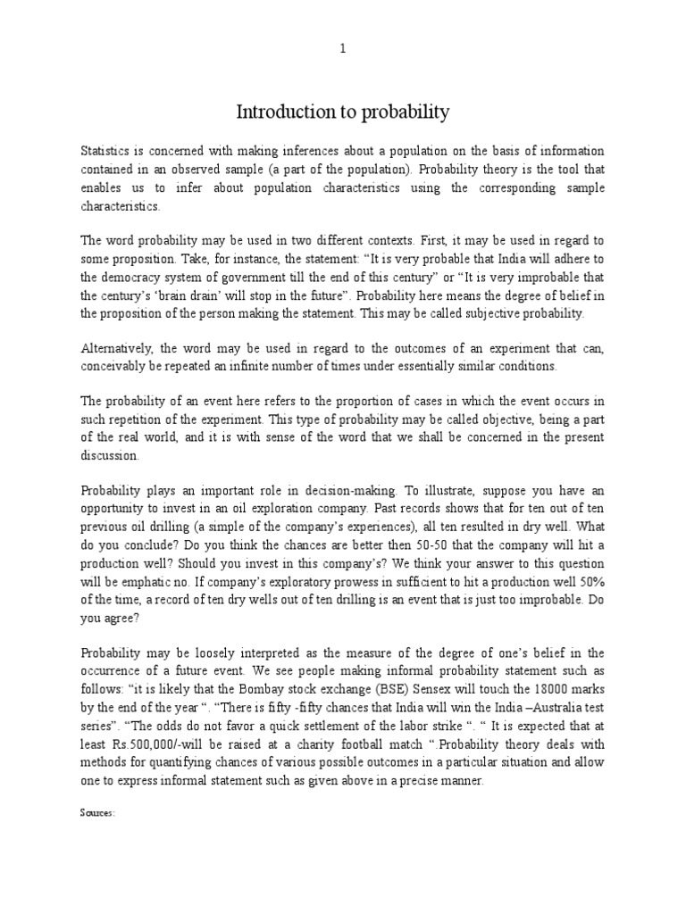 Probability Notes | PDF | Probability Theory | Odds