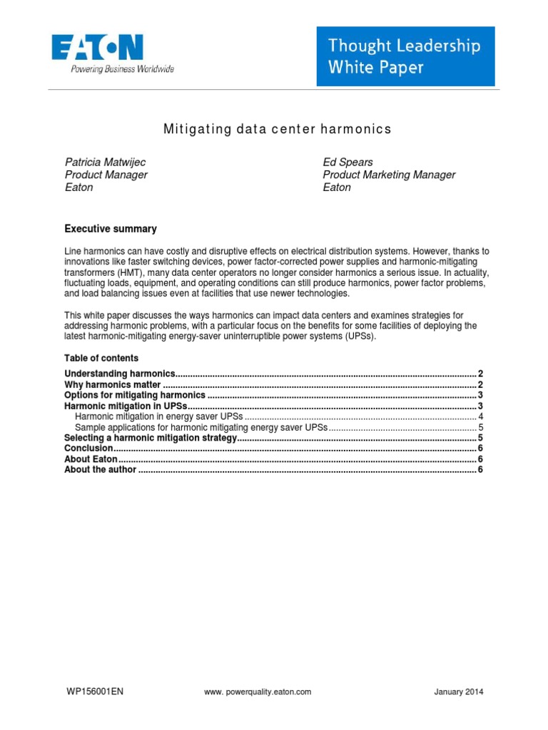 WP Mitigating Harmonics 2014 Thought Leadership White Paper: Mitigating ... WP Mitigating Harmonics 2014 Thought Leadership White Paper: Mitigating ...