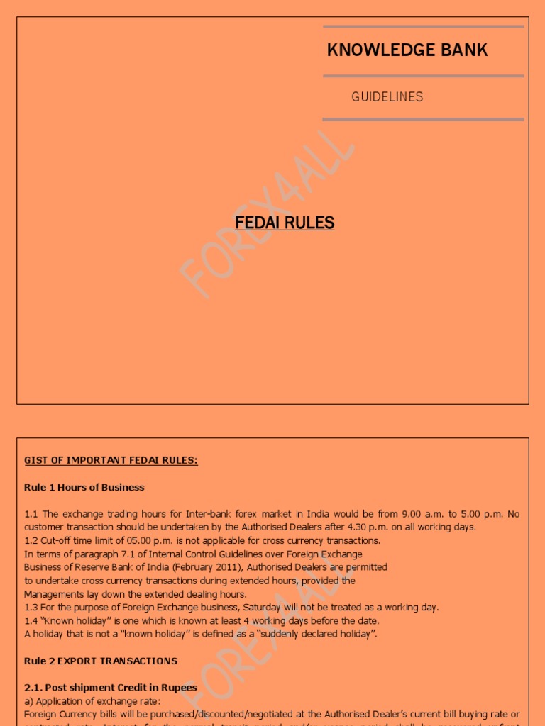 Knowledge Bank: Fedai Rules | PDF | Exchange Rate | Payments