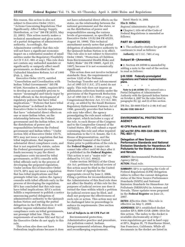 Rule: Delegation of New Source Performance Standards: National Emission ...