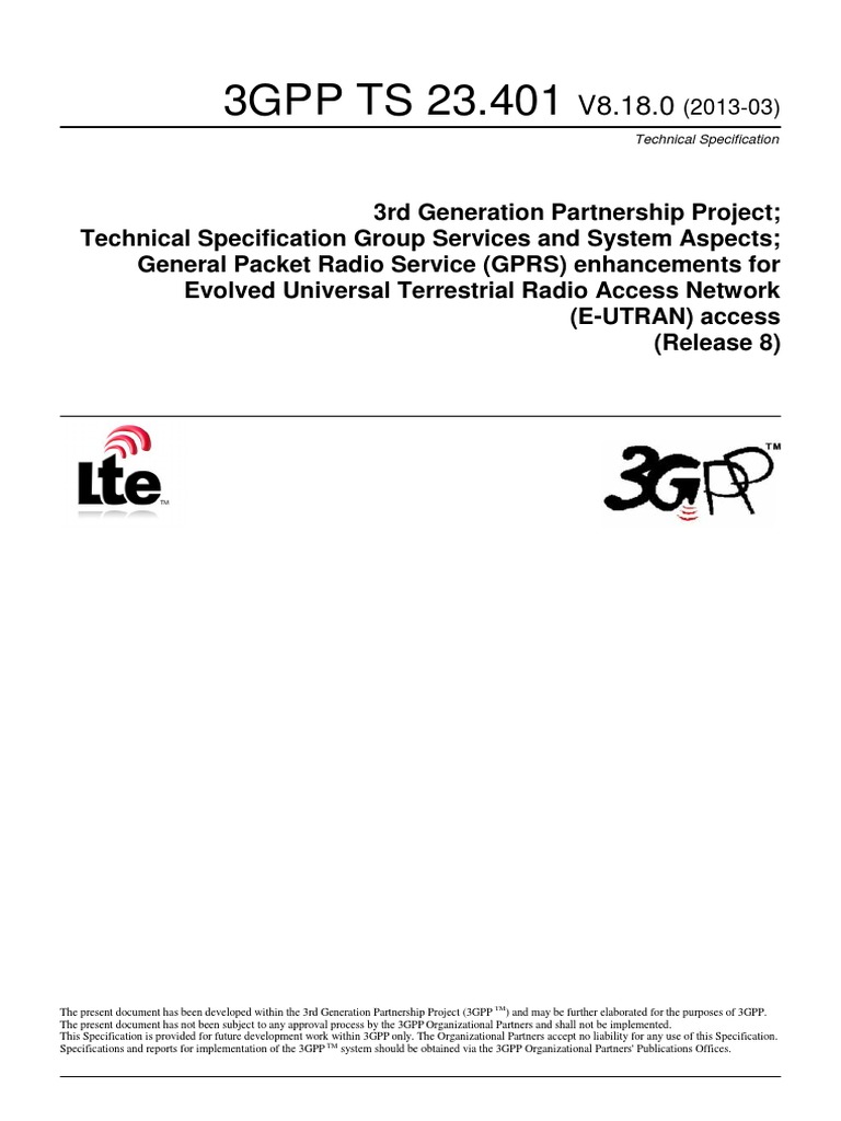 3GPP TS 23.401: Technical Specification | PDF | 3 Gpp | Network ...