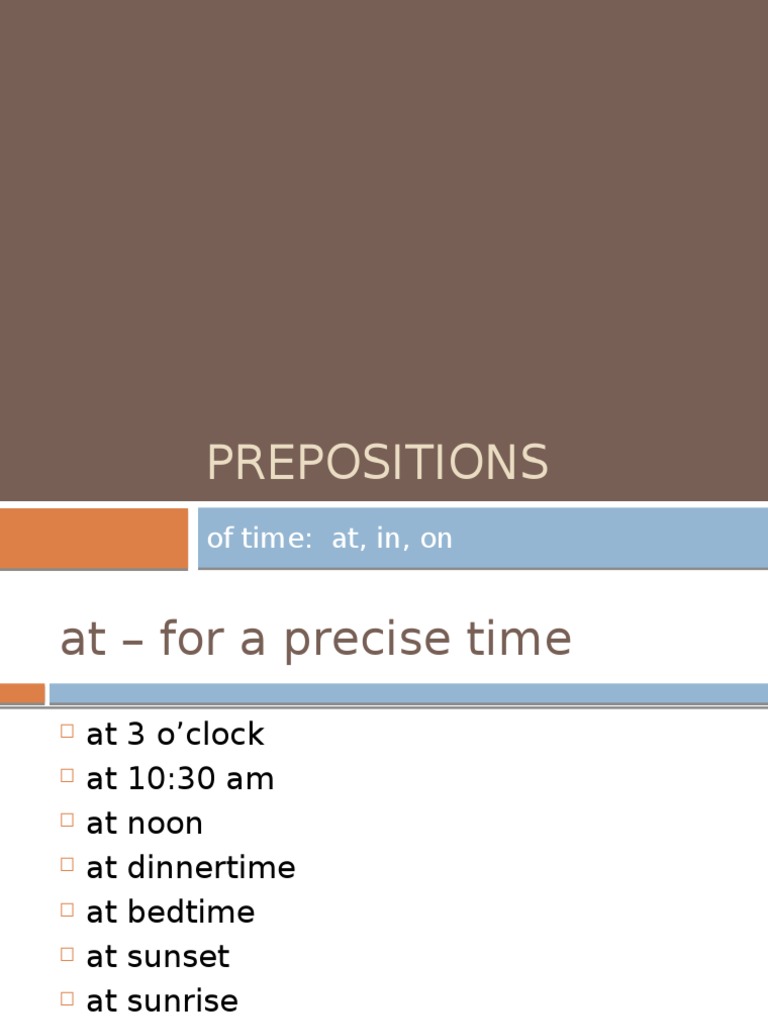 Prepositions of Time | PDF
