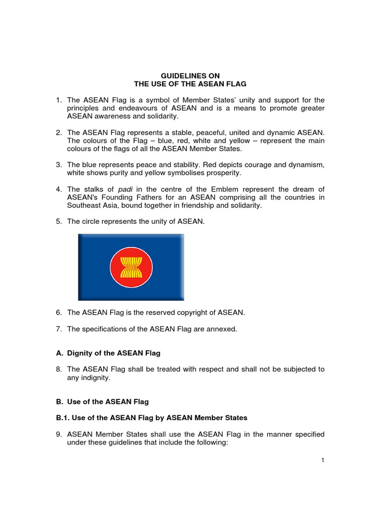 Guidelines On The Use of The ASEAN Flag | PDF | Association Of ...