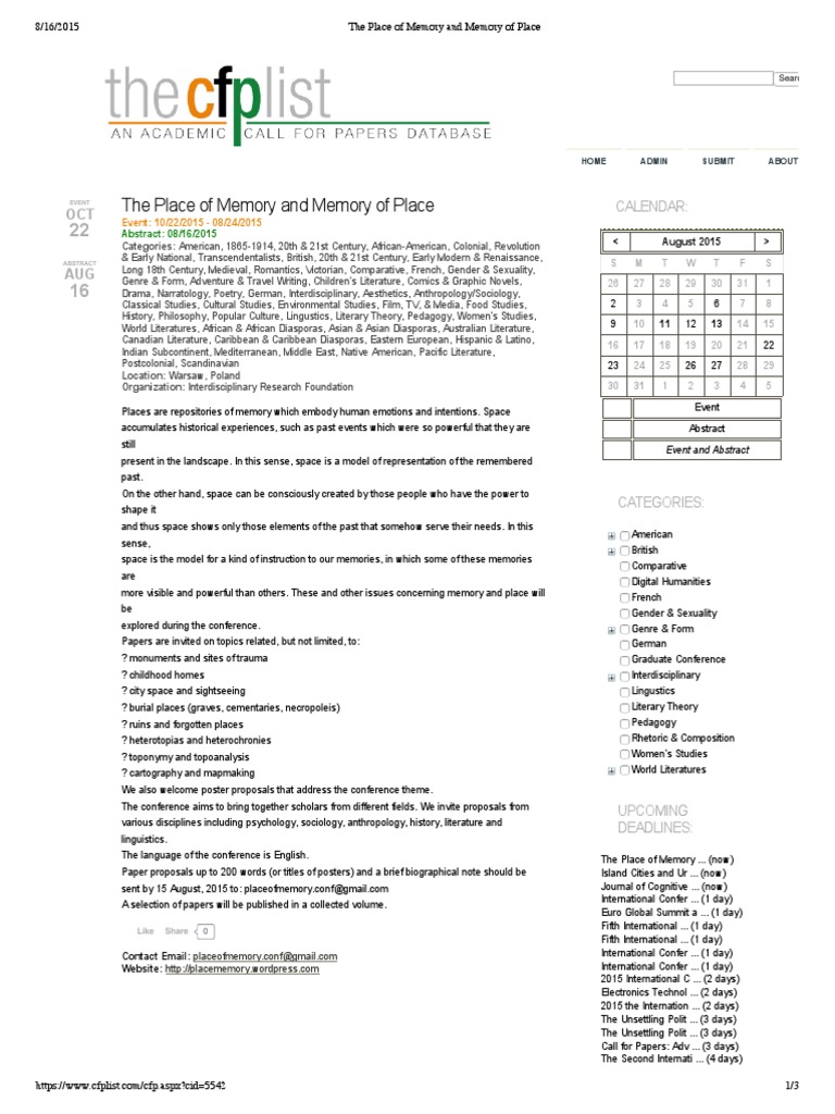 The Place of Memory and Memory of Place | PDF | Anthropology | Linguistics