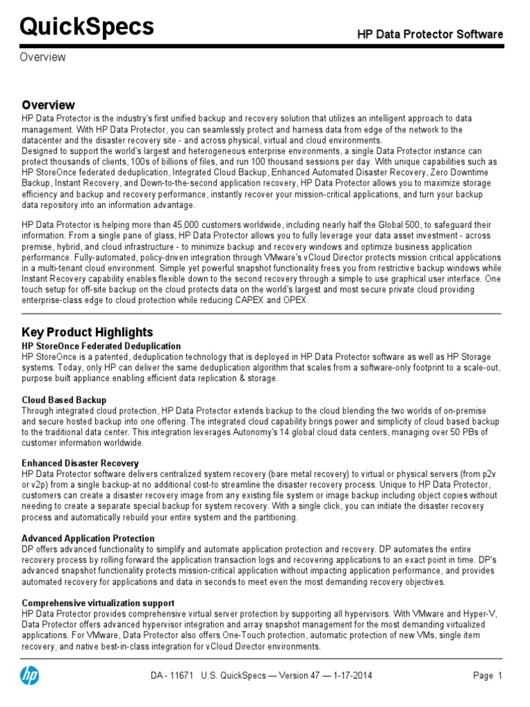 HP Data Protector Software | PDF | Windows Registry | Cloud Computing