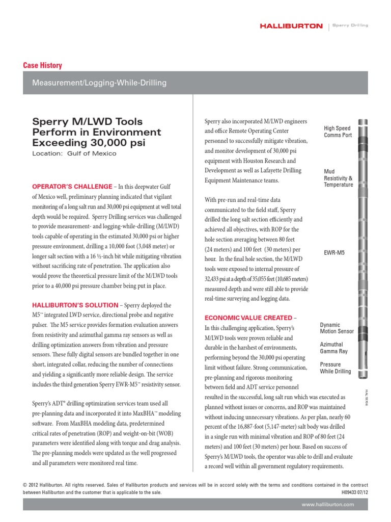 Sperry Sun - LWD Case History Enviro Exceed | PDF | Halliburton | Pressure