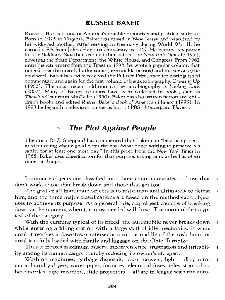 The Plot Against People: Russell Baker