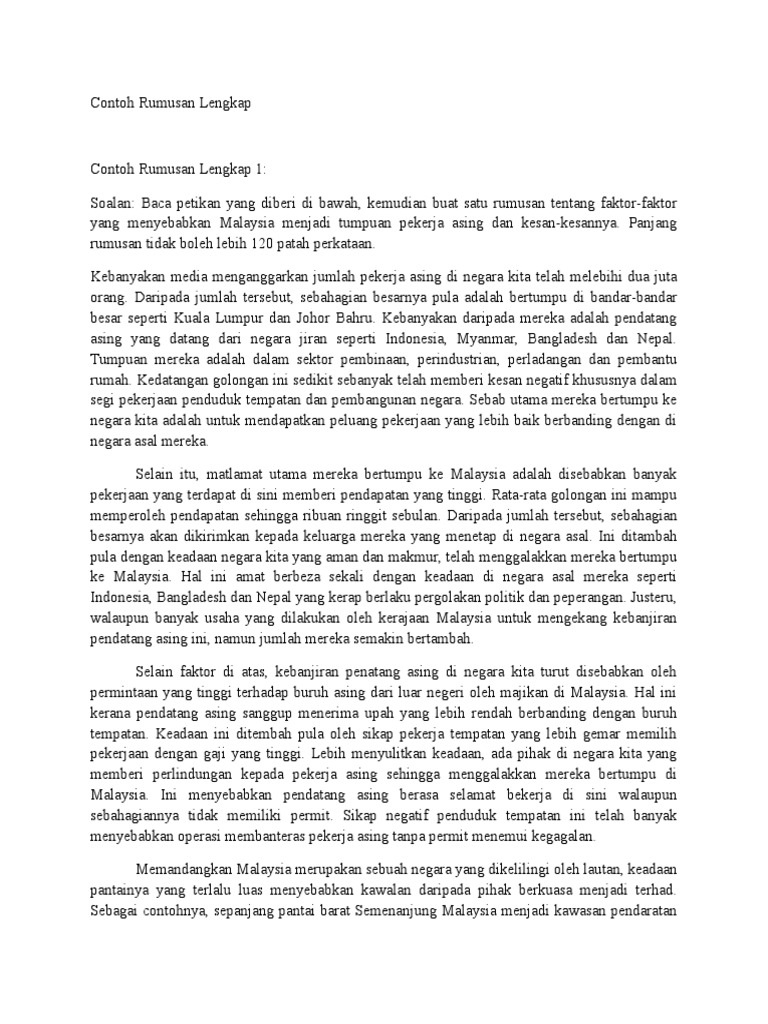 Latihan Rumusan Bahasa Melayu | PDF