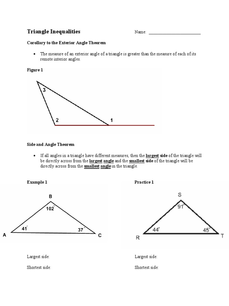 Triangle Inequality Exercises | PDF | Triangle | Euclid