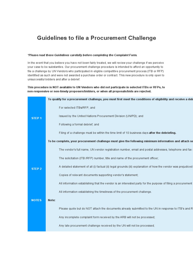 Procurement Challenge Filing Guidelines | PDF | Finance & Money Management