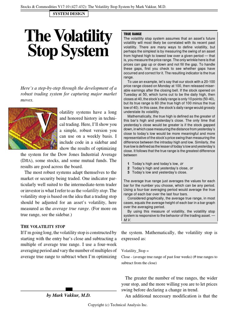 Volatility Stop System | PDF | Volatility (Finance) | Profit (Accounting)