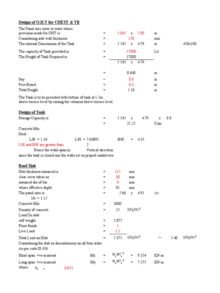 Design of a Large Overhead Tank for Storage of 40,000 Litres of Water ...