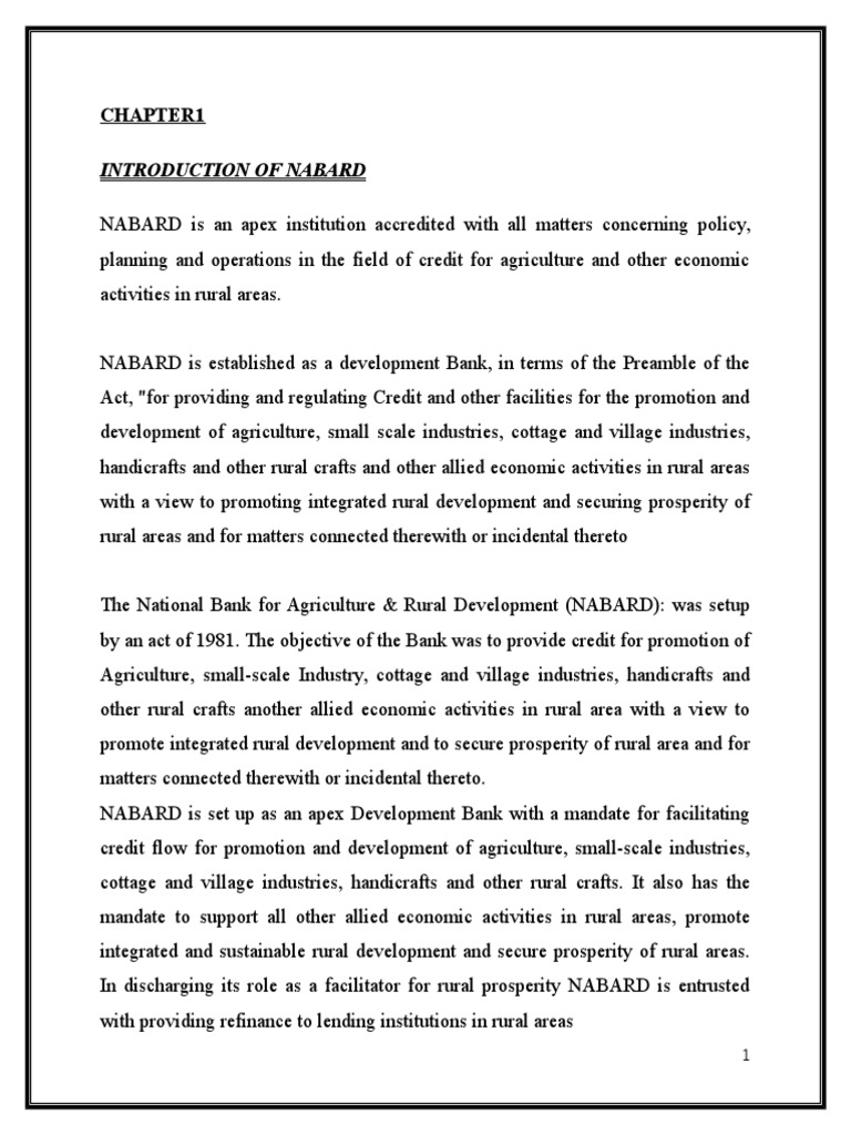 Introduction of Nabard | PDF | Economies | Business
