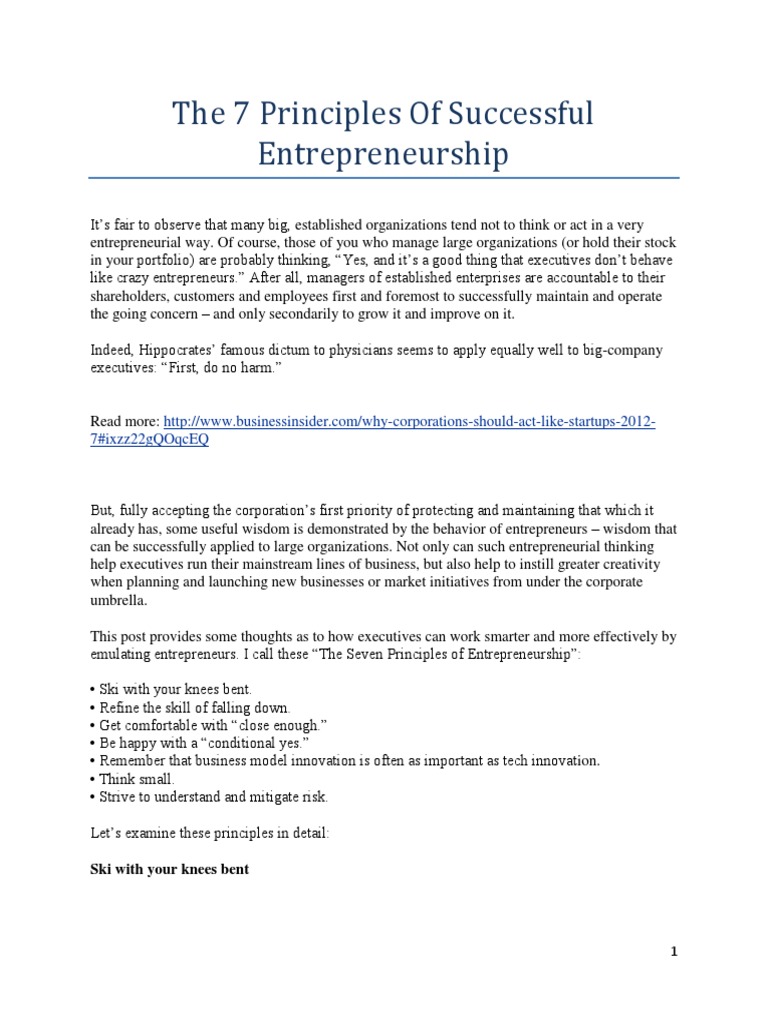 The 7 Principles of Successful Entrepreneurship | PDF | Venture Capital ...