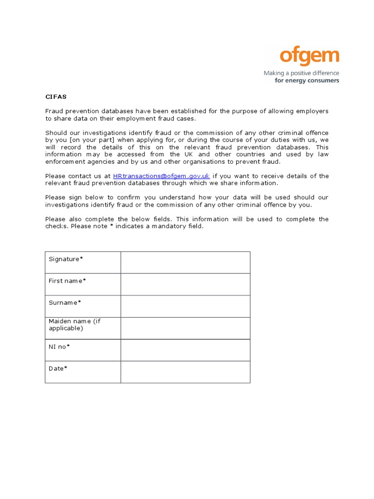 CIFAS Form | PDF
