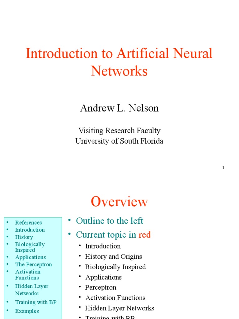 Introduction To Artificial Neural Networks: Andrew L. Nelson | PDF ...