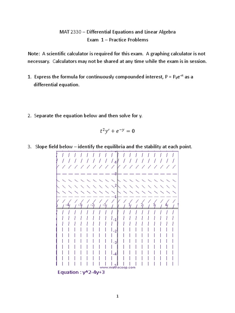 Differential Equations Exam Practice | PDF | Teaching Methods & Materials