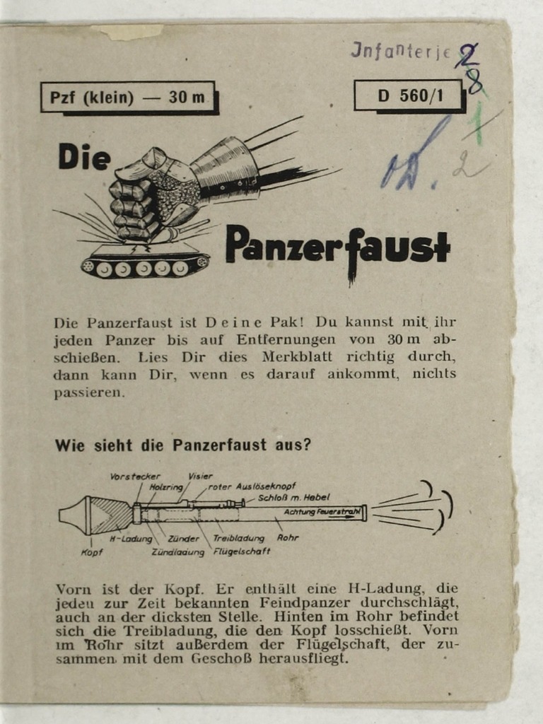 D.560/1 PZF (Klein) - 30 M Die Panzerfaust | PDF