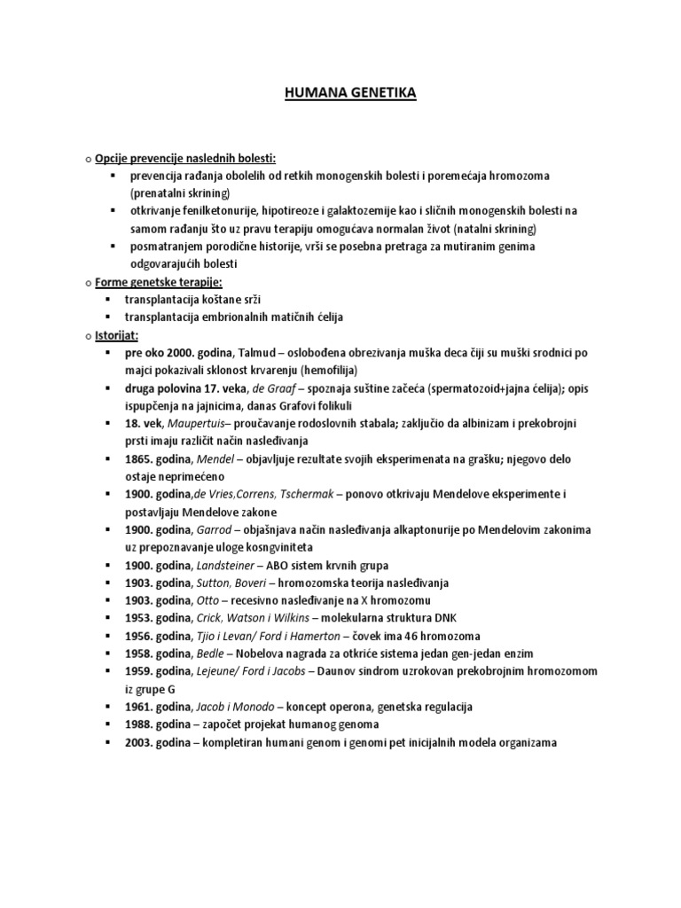 Humana Genetika Skripta | PDF