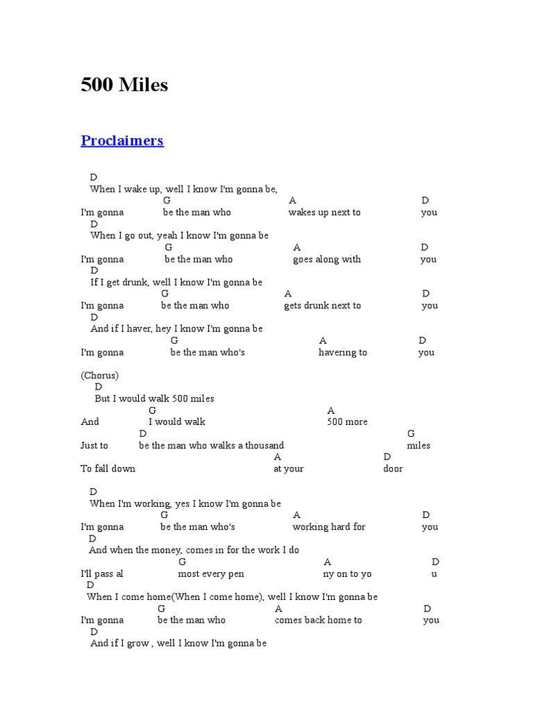 Guitar Chords For 500 Miles