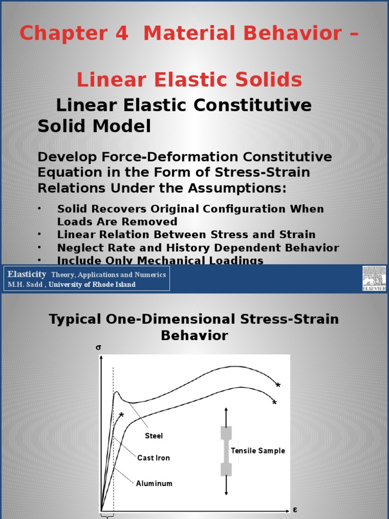 Slides Chapter 4 Material Behavior-Linear Elastic Solids | PDF | Elasticity (Physics) | Anisotropy