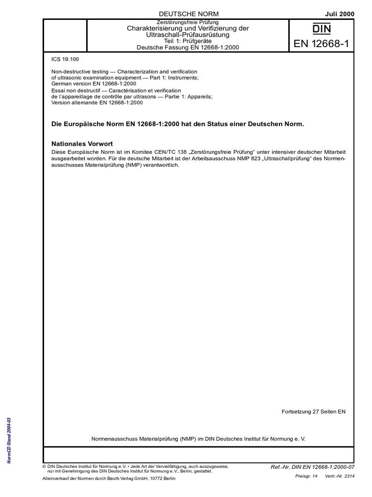 Din en 12668-1 | PDF
