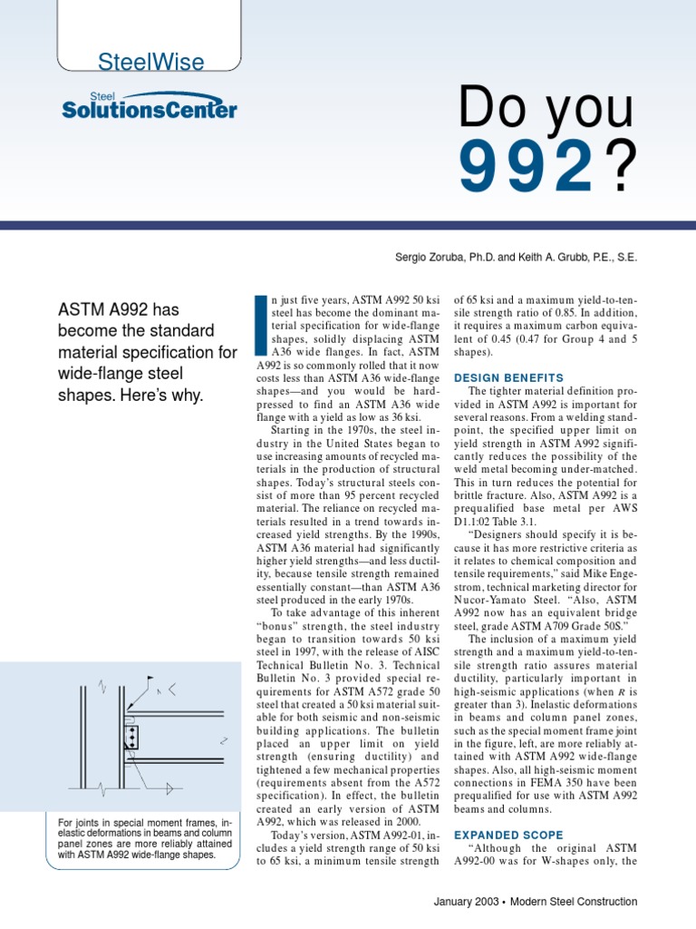 Astm A992 | PDF | Strength Of Materials | Yield (Engineering)
