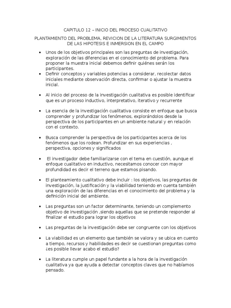 Capitulo 12 Inicio Del Preceso Cualitativo | PDF | Investigación cualitativa | Razonamiento ...