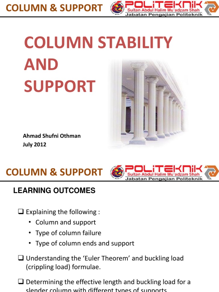 Column Stability Supports | PDF | Buckling | Column