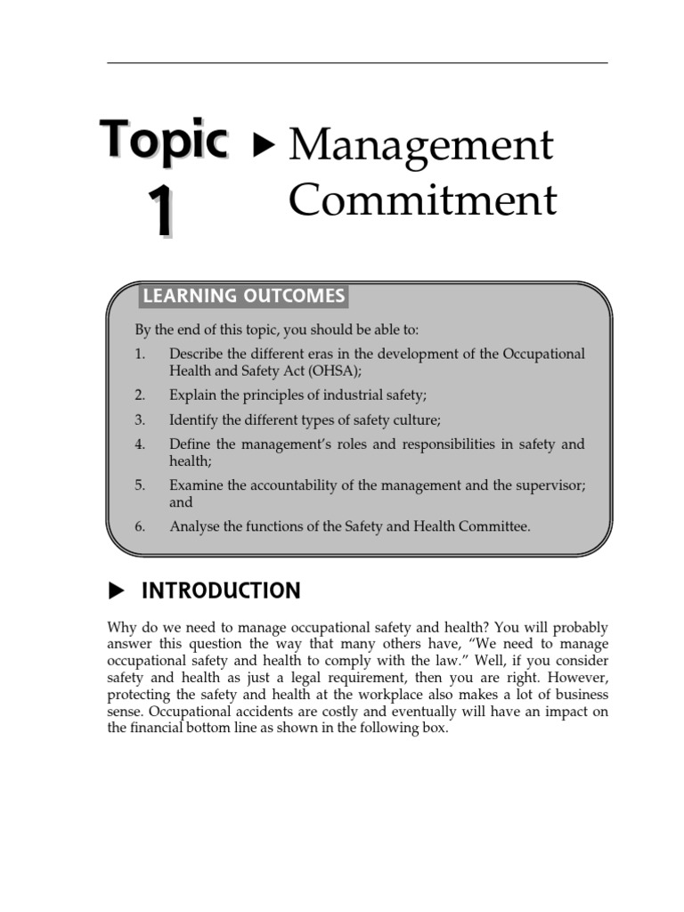 management commitment | Occupational Safety And Health Administration ...