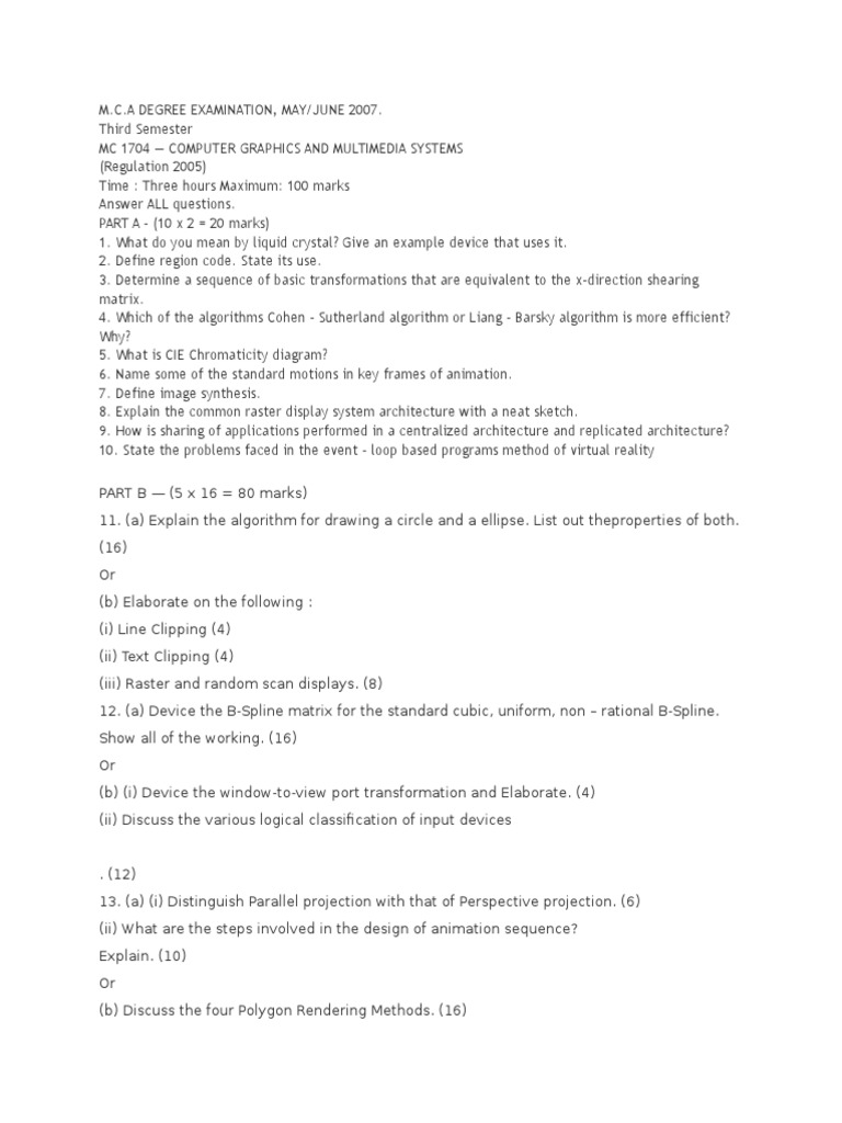Multimedia Question Papers | PDF | Rendering (Computer Graphics ...