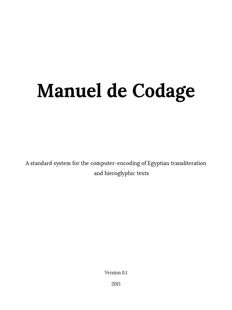 Manuel de Codage | PDF | Egyptian Hieroglyphs | Writing