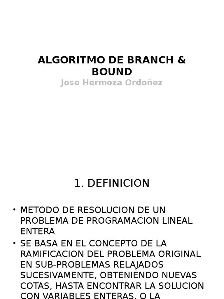 Algoritmo de Branch & Bound | PDF | Algoritmos y Estructuras de Datos | Ciencias de la Computación