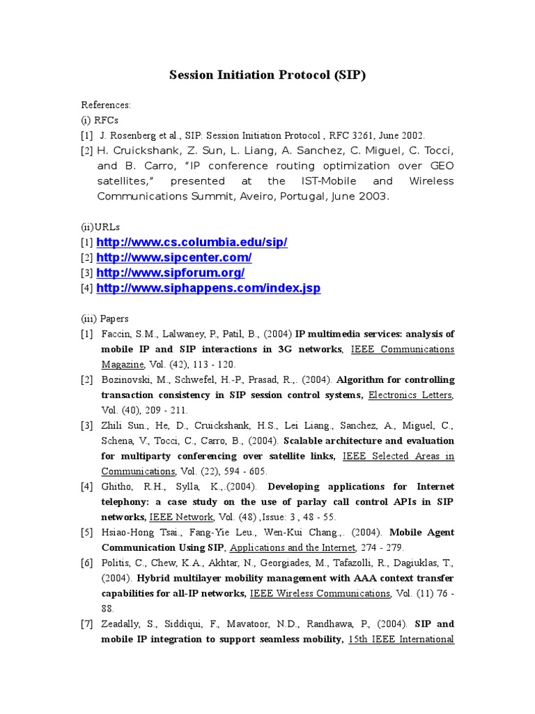 Session Initiation Protocol (SIP) | PDF