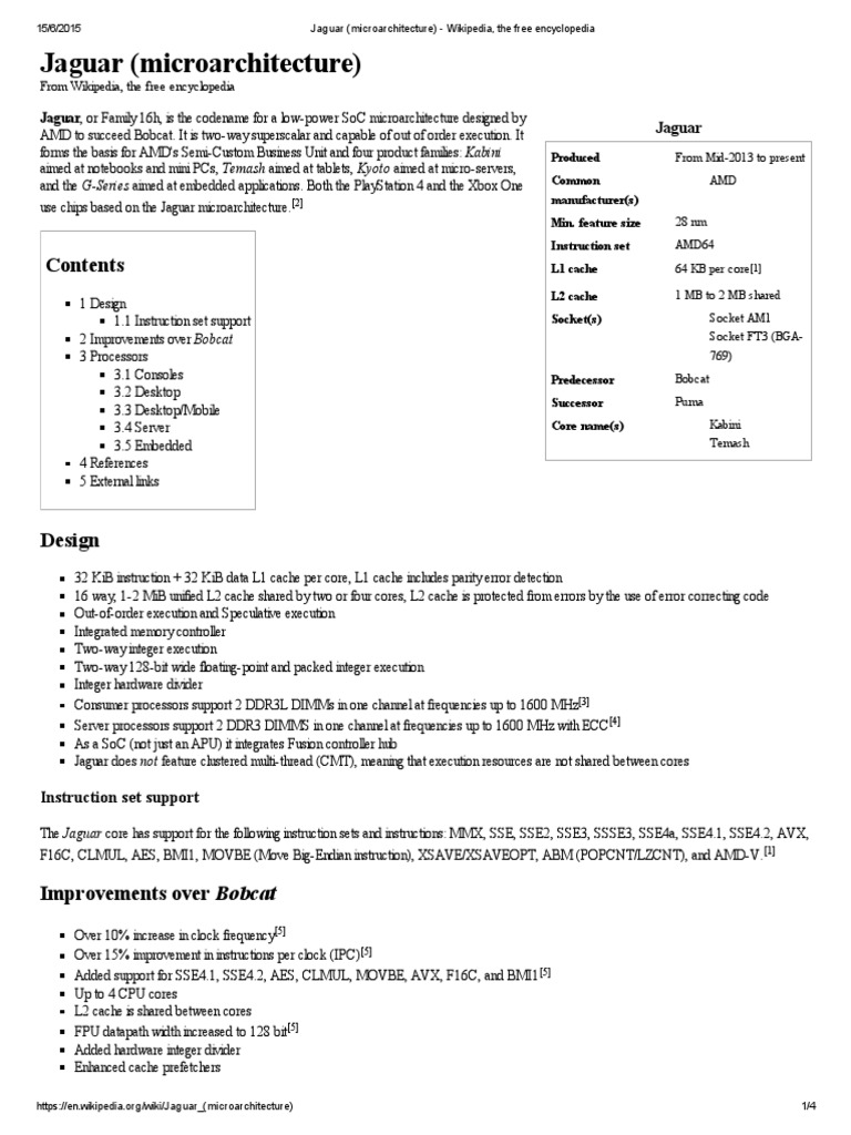 Amd Jaguar (Microarchitecture) | PDF | Advanced Micro Devices | Cpu Cache