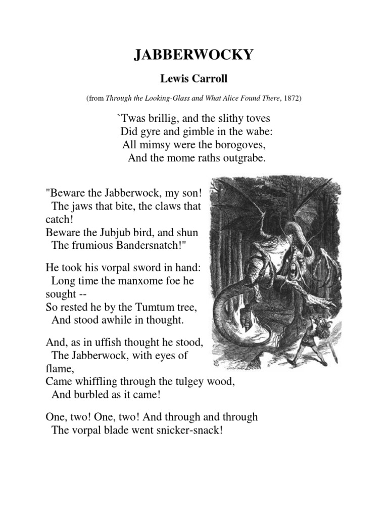 Analyzing Jabberwocky: Summary & Tasks | PDF | Cognitive Science ...