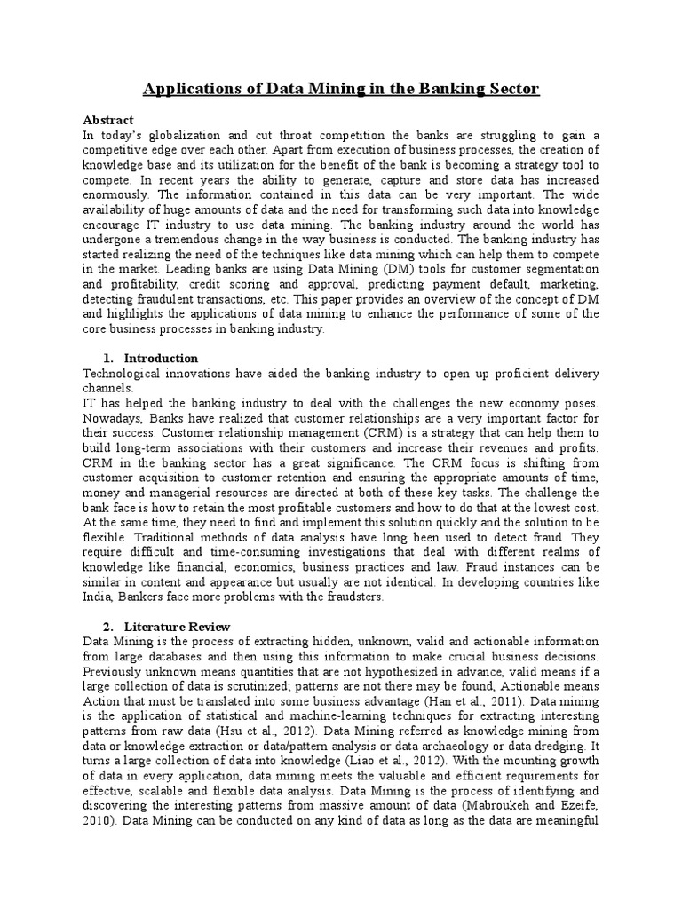 Applications of Data Mining in The Banking Sector | PDF | Loans | Credit
