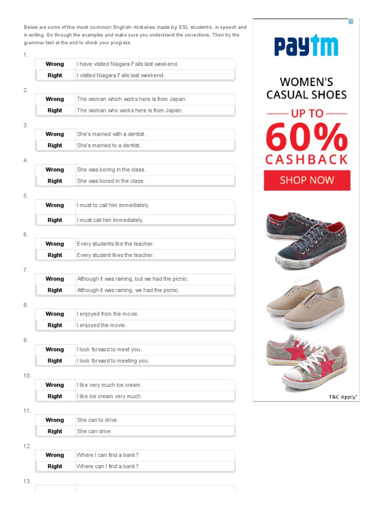 50 Common Grammar Mistakes in English EngVid | PDF