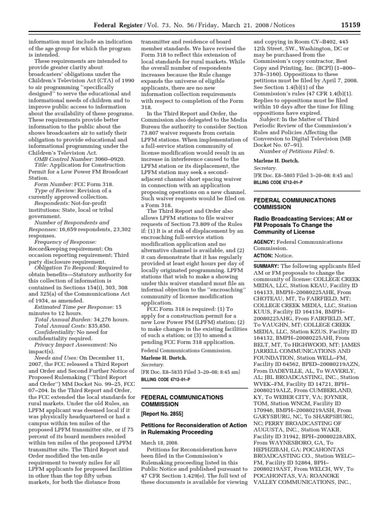FCC Low Power FM Station Application Guide | PDF | Television | Social ...