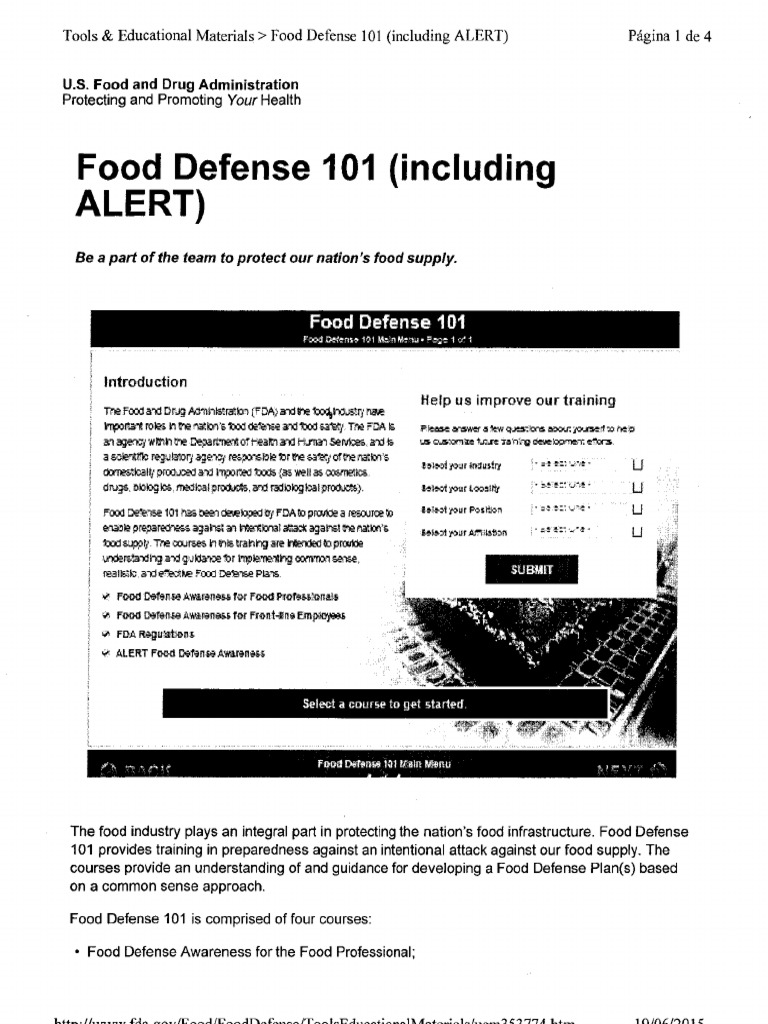 13 Food Defense 101 (Including ALERT) | PDF
