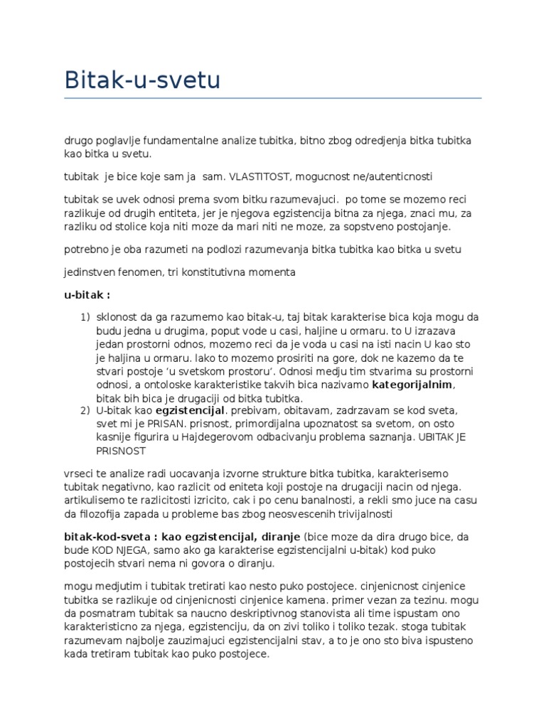 Hajdeger, Bitak U Svetu | PDF
