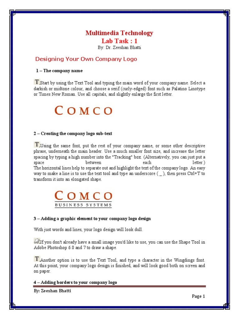 Photoshop Lab Task 1: Company Logo | PDF