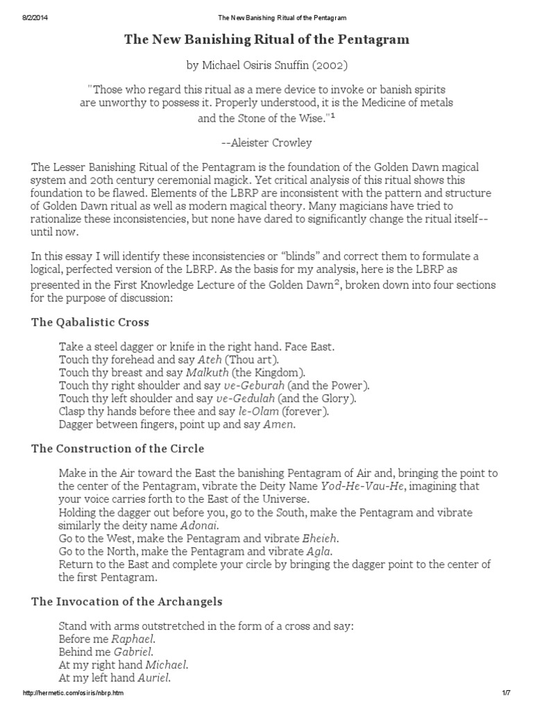 The New Banishing Ritual of The Pentagram | PDF | Magick (Thelema ...