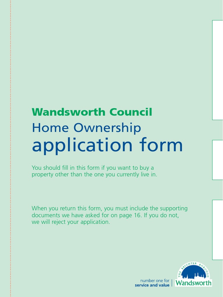 Wandsworth Home Ownership Application Form | PDF | Leasehold Estate | Loans