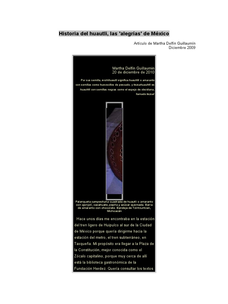 Historia Del Huautli-Amaranto | PDF | Nueva españa | Maíz