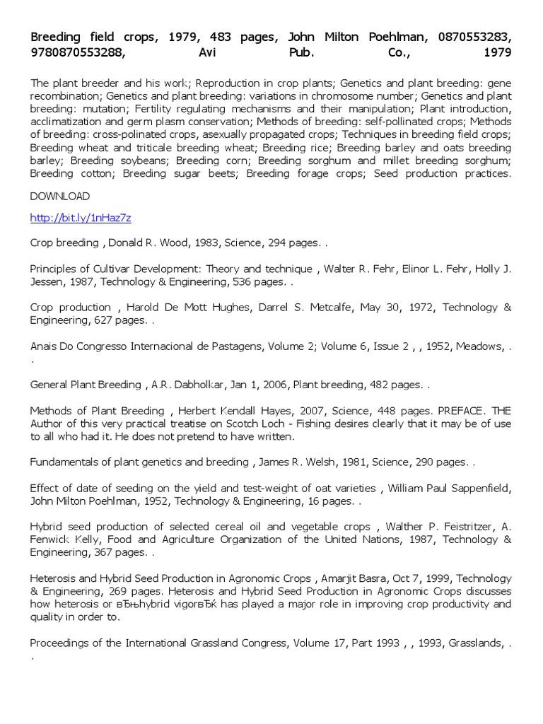 Breeding Field Crops | PDF | Plant Breeding | Wheat