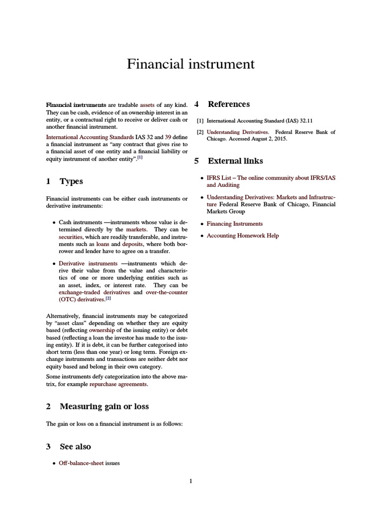 Financial Instrument | PDF | Derivative (Finance) | Financial Instrument