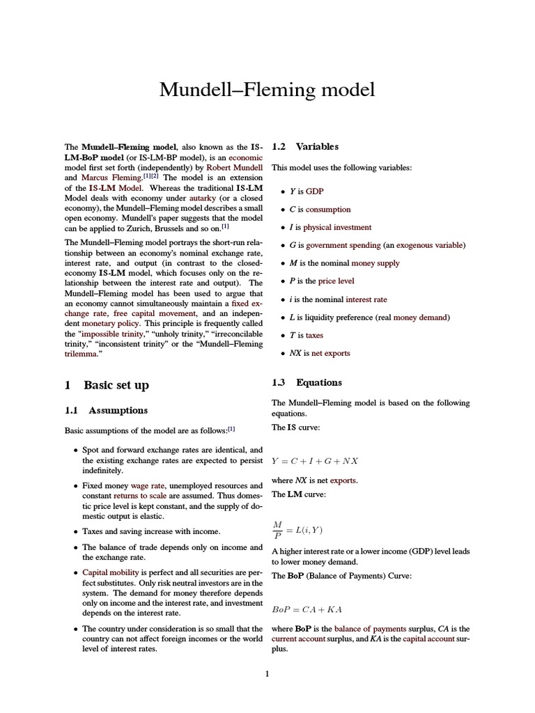 Mundell–Fleming model.pdf | Monetary Economics | World Economy
